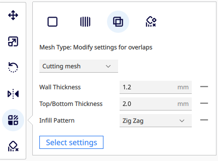 How to adjust print settings of a part of my model in UltiMaker Cura