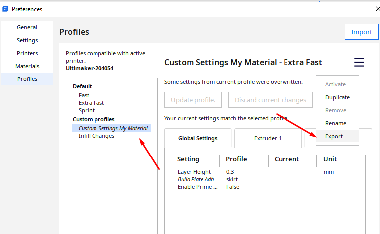 How to customize print profiles