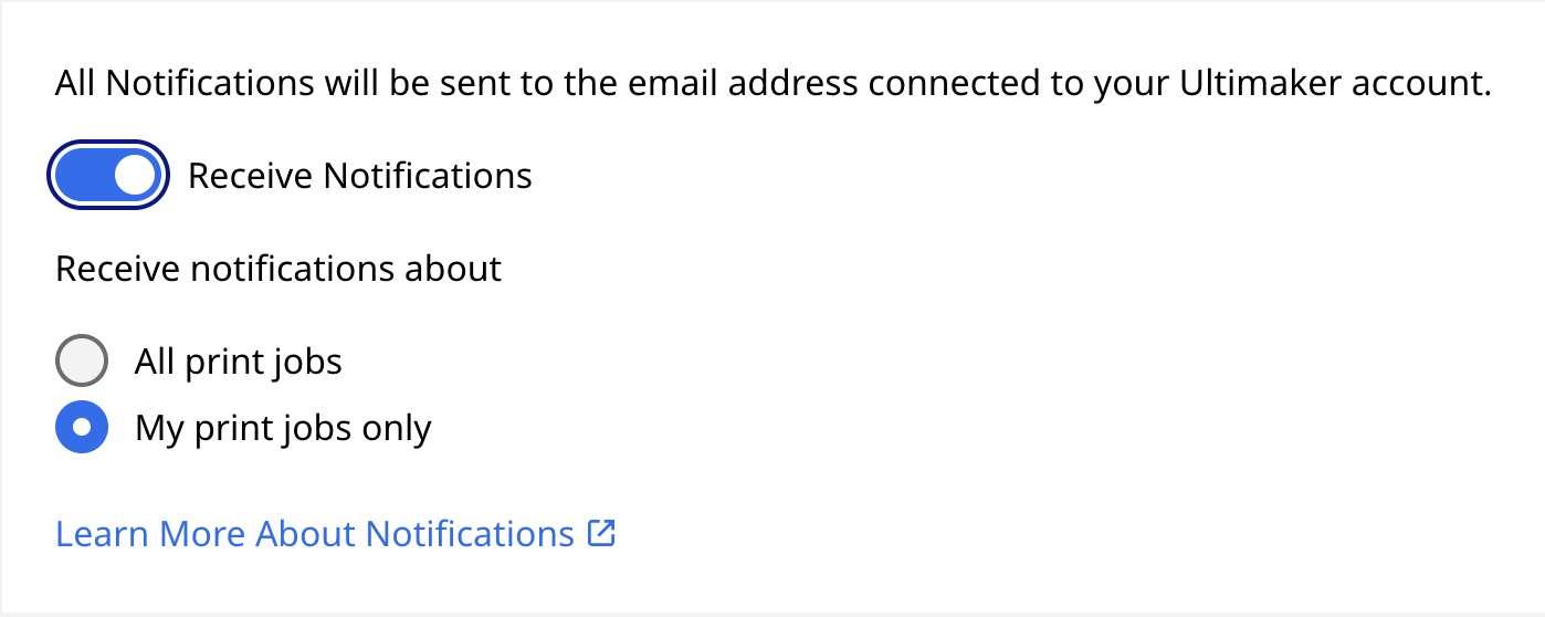 E-mail notifications for prints in Ultimaker Digital Factory