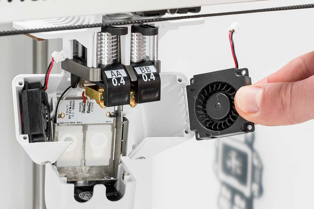 Replacing the print head axial fan (front fan)