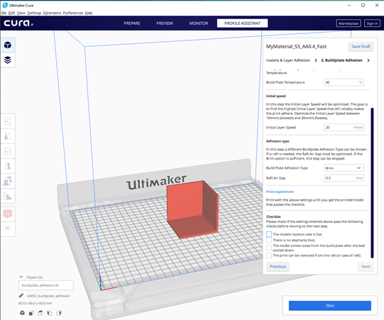 2.3 Creating Print Profiles - Build plate adhesion