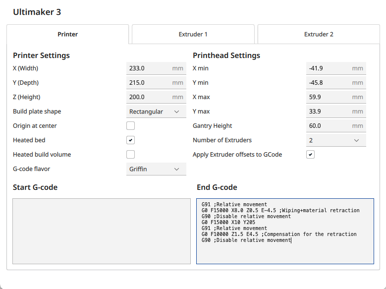 Ultimaker 3 maximum Z height print issue