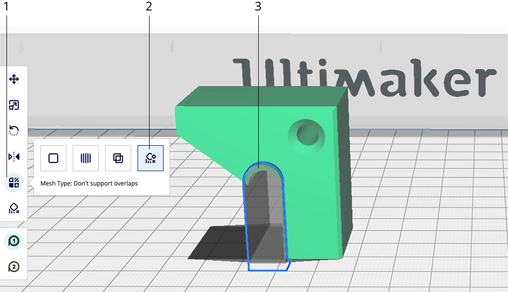 How to block support generation with an additional model in UltiMaker Cura