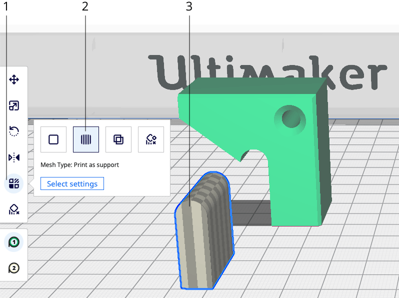 How to print a model as a custom support structure in UltiMaker Cura