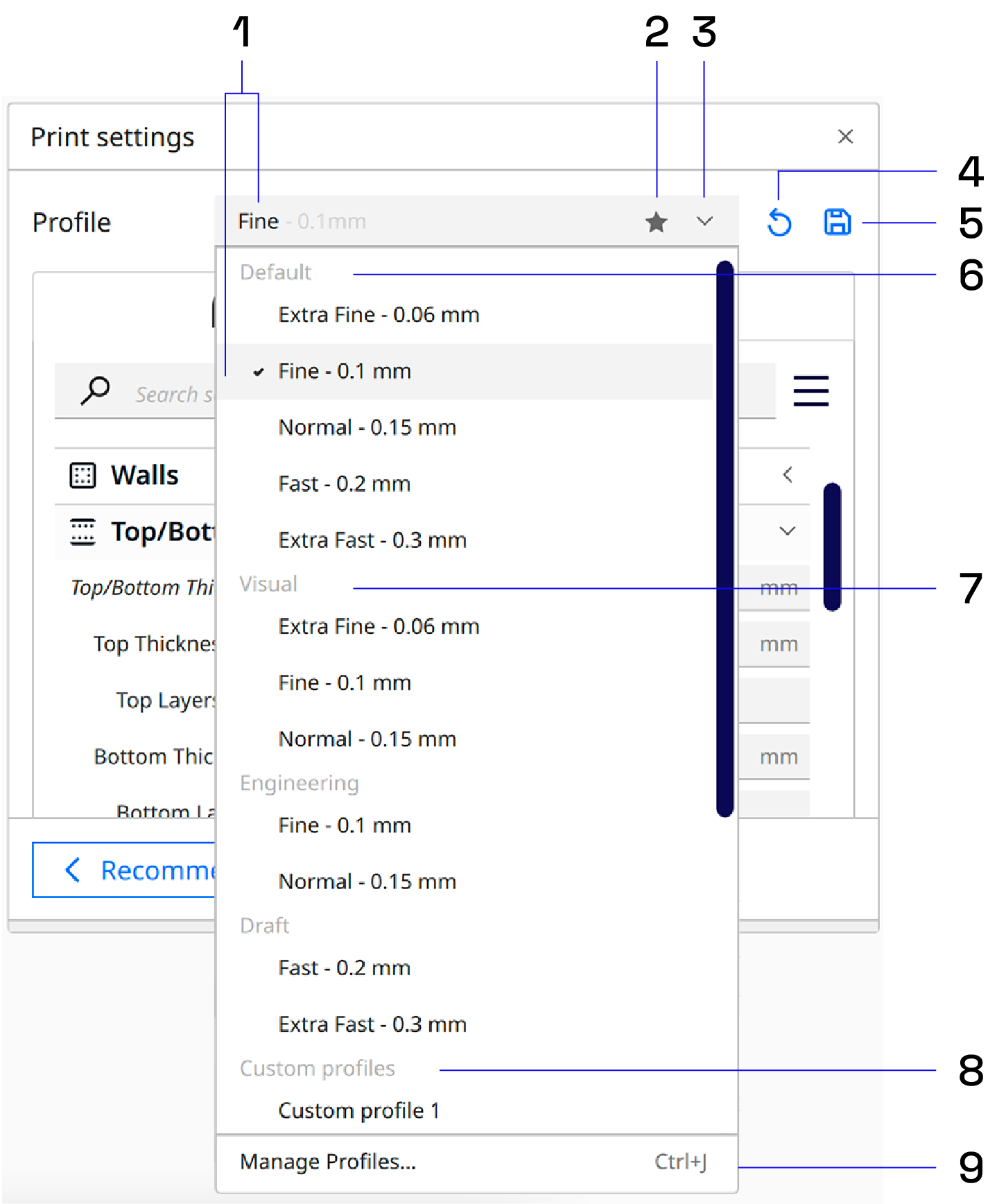 The print profile quick menu in UltiMaker Cura
