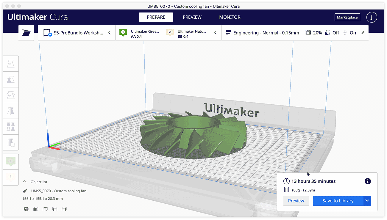 Working with connected printers in UltiMaker Cura