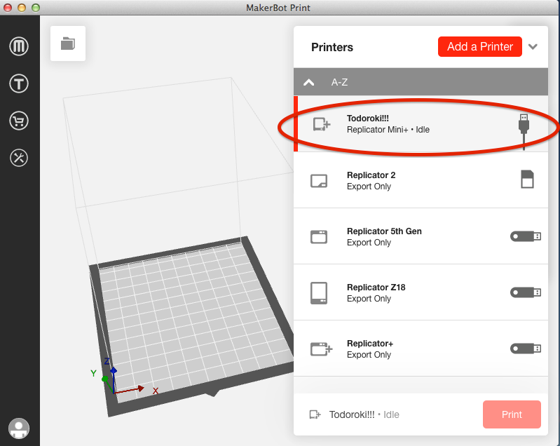 Replicator Mini: Connecting via USB